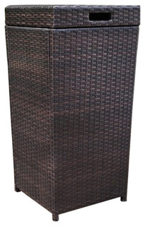 Pemberly Row Outdoor Wicker Trash Bin - Tropical - Outdoor Trash Cans ...