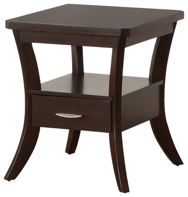 Wooden End Table with Open Compartment and Flared Legs, Dark Brown ...