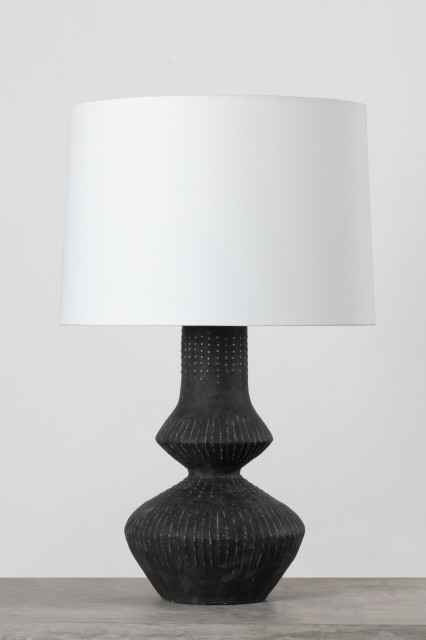 Ancram 28" High Vintage Gold Leaf/Ceramic Totem Black Table Lamp ...