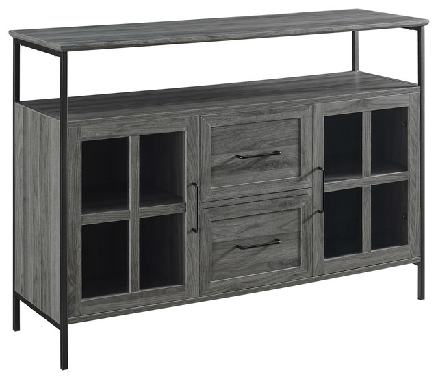 48" Industrial 3-Door Buffet, Slate Gray - Industrial - Buffets And ...
