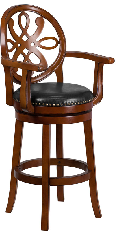 30" Brandy Wood Stool w/ Arms - Modern - Kitchen And Dining Furniture ...