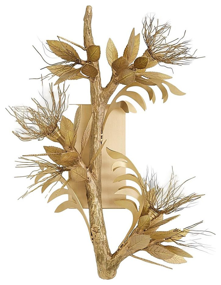 Spectacular 23" Mimosa Blossom Tree Branch Wall Sconce Solid Brass ...