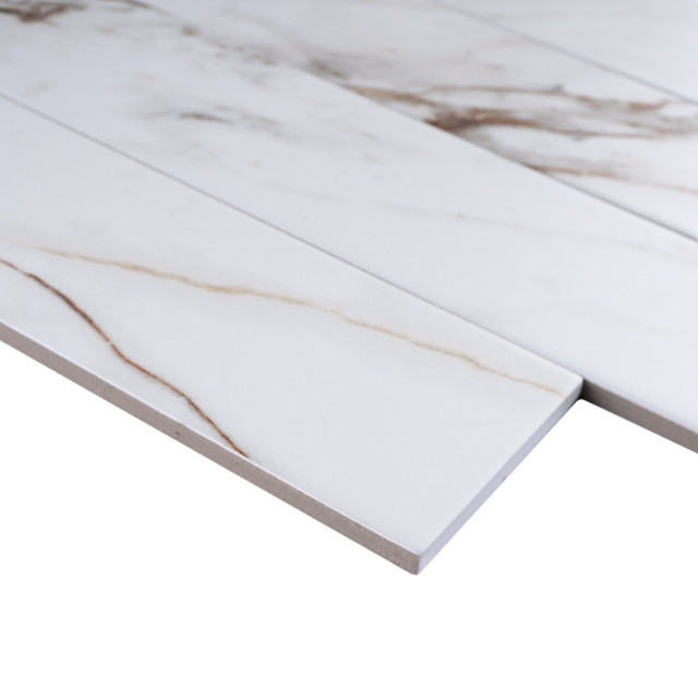 3"x13" Marble Look Subway Tile Wall and Floor Tile, 1 Box - Traditional ...