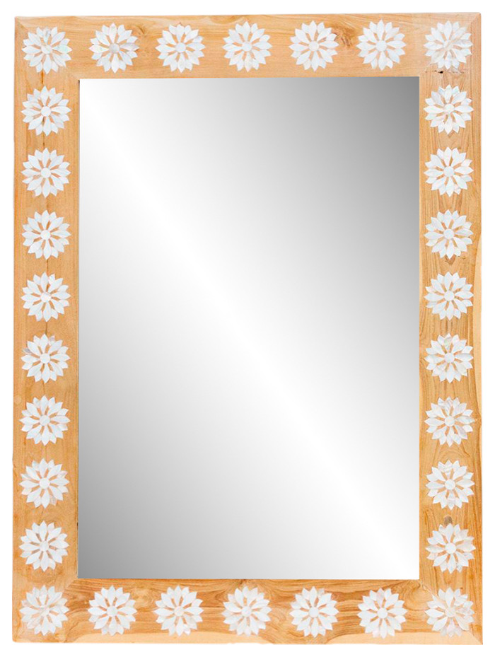 Modern Farmhouse Inlay Blossom Mirror - Mediterranean - Wall Mirrors ...