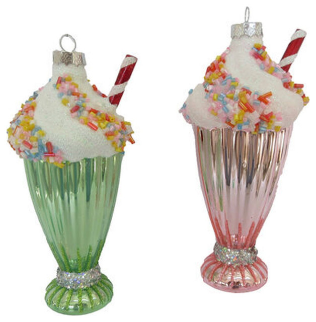 North Pole Sweet Shoppe Set Of 2 Assortment Green/Pink Milkshake ...