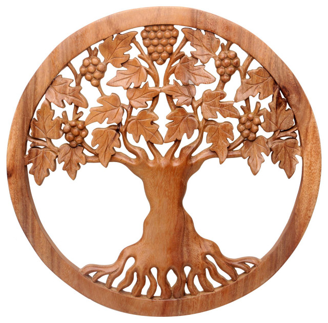 Novica Handmade Grateful Tree Wood Relief Panel - Contemporary ...