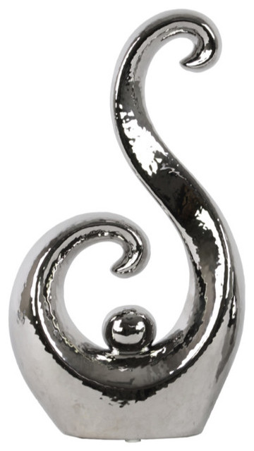 Aquatic Fish Figurine, Crescent Shaped Cutout On Seaweed Base, Blue ...