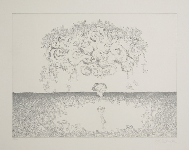 Hans Georg Rauch, Untitlted, Girl Under Storm, Etching - Fine Art ...