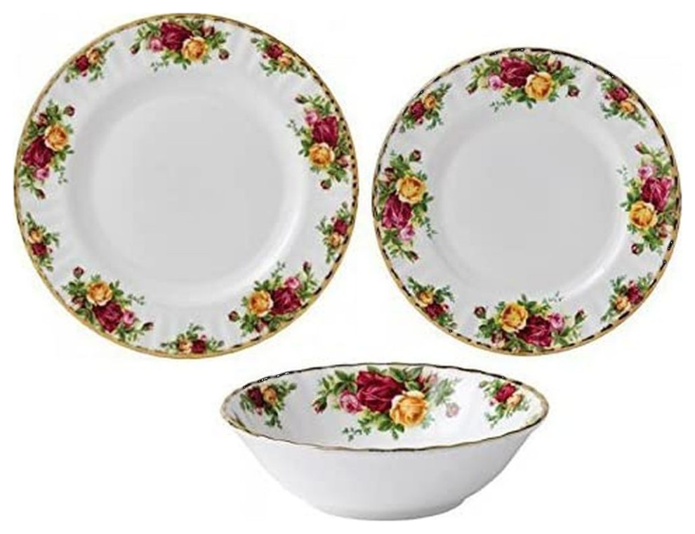 Royal Albert Old Country Roses 12 Piece Dinnerware Set - Traditional ...