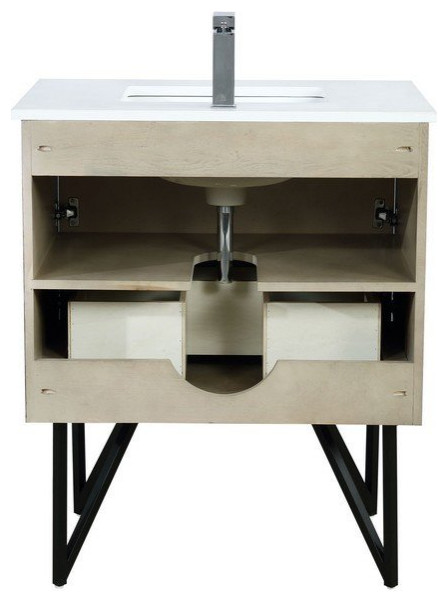 Lancy Modern 30" Rustic Acacia Bathroom Vanity Set - Farmhouse ...