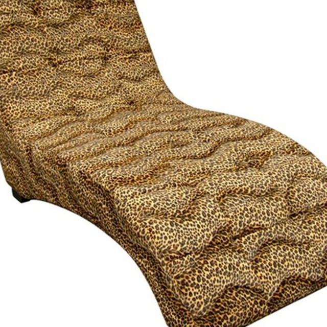 52" Leopard Print Faux Suede Curved Chaise Lounge Accent Chair ...