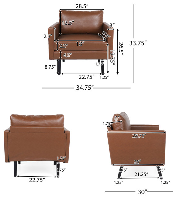 Dowd Mid Century Modern Faux Leather Club Chair - Contemporary ...