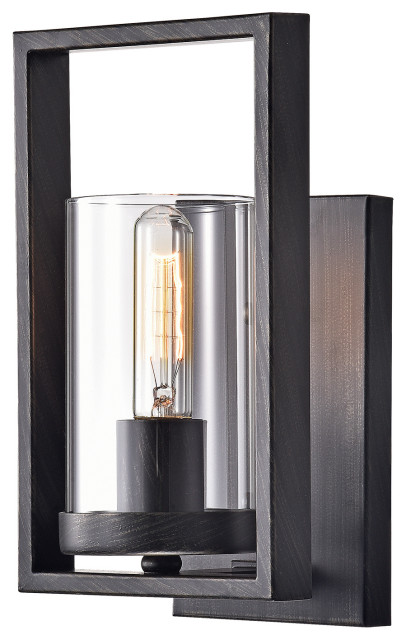 Daisy Antique Black Single Light Wall Sconce With Clear Glass ...