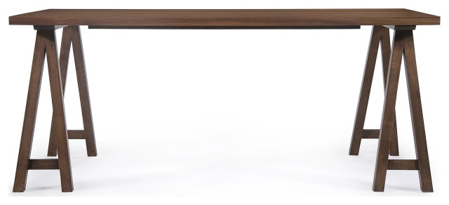 Modern Farmhouse Dining Table, Sawhorse Legs & Rectangular Top, Natural ...