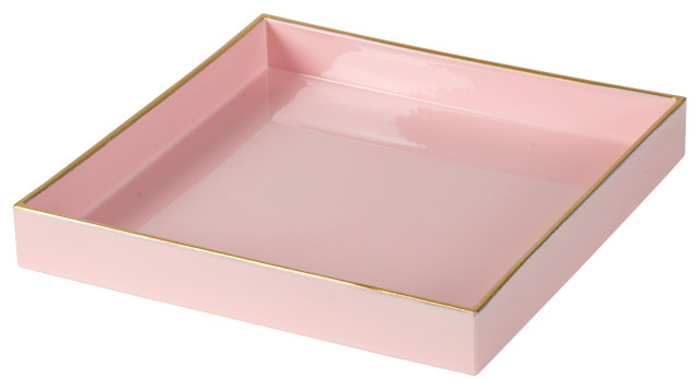 Pink Square Decorative Tray, 8.7x1.2x8.7 - Contemporary - Serving Trays ...