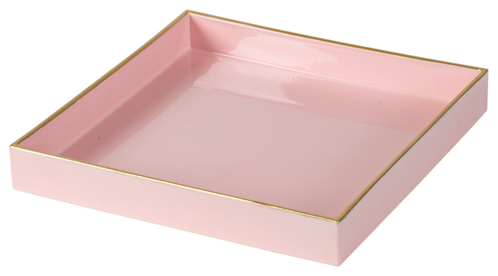 Pink Square Decorative Tray, 8.7x1.2x8.7 - Contemporary - Serving Trays ...