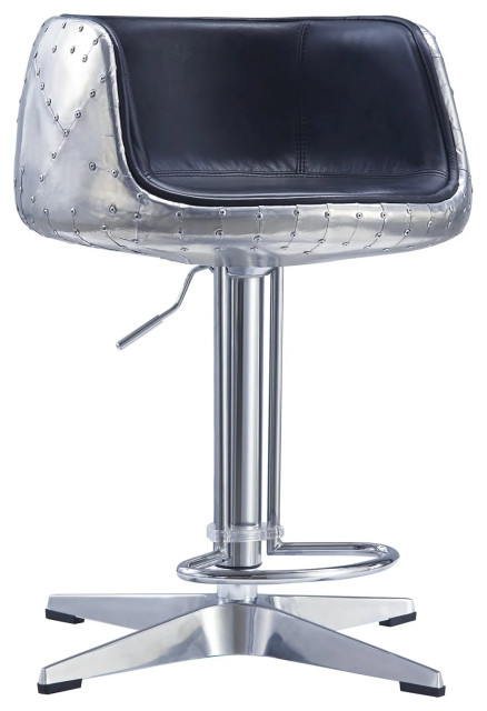 Aviator Adjustable Height Bar Stool - Slate Leather - Industrial - Bar ...