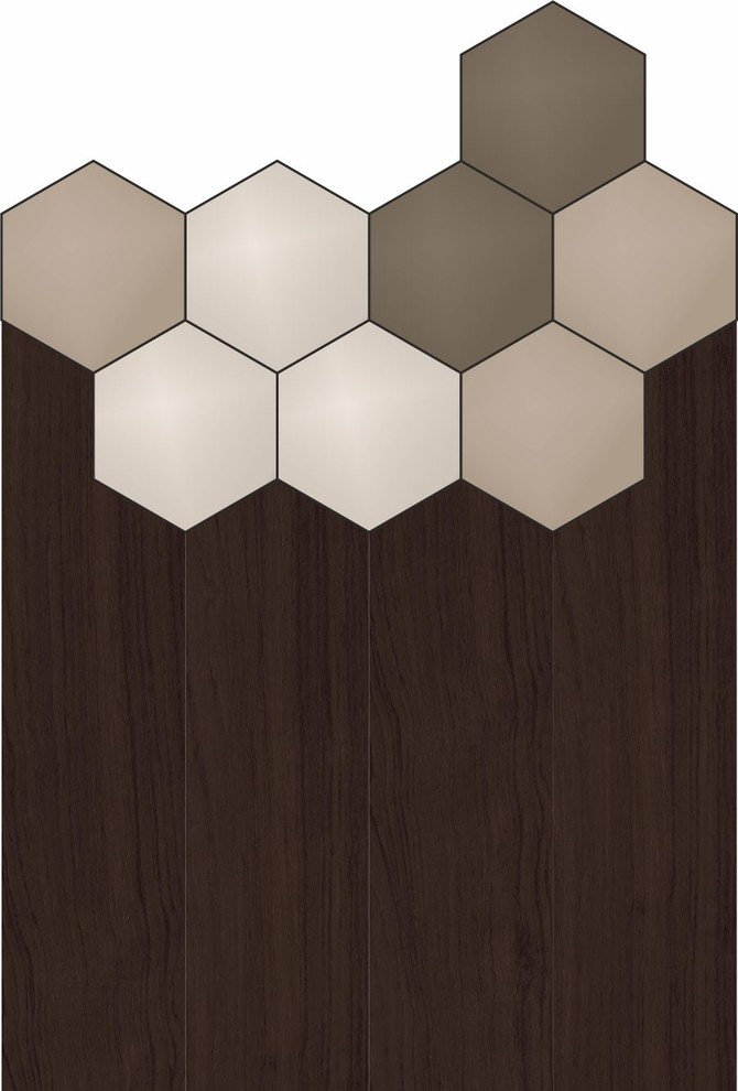 Hexagon tile 18.2cm x 21cm transition to parquet - ideal grout width