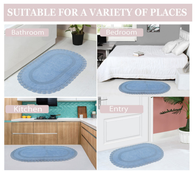 Hampton Crochet Collection Reversible Bath Rug, Machine Wash, 21"x54 ...