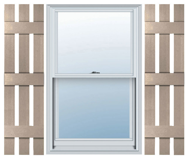 Builders Choice Vinyl 3-Board Shutters Pair, Shutter Spikes, 12"x67 ...
