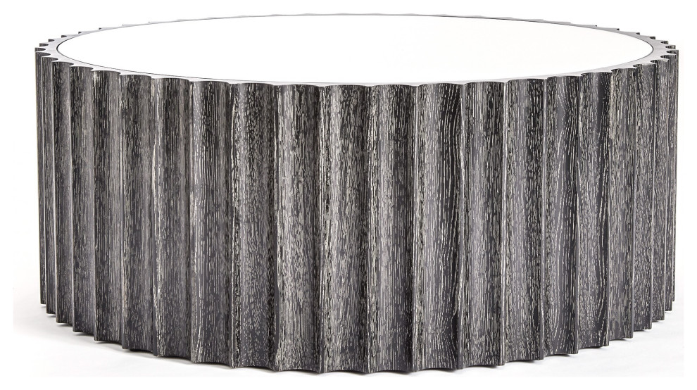 Reflective Column Cocktail Table, Black Cerused Oak - Contemporary ...