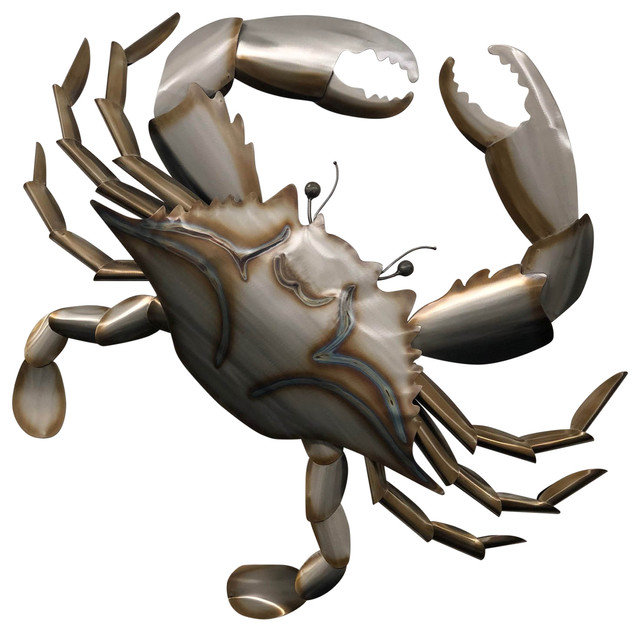 Stainless Steel Crab Metal Wall Art - Beach Style - Metal Wall Art - by ...