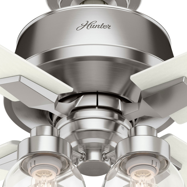 Hunter 52" Viven Brushed Nickel Ceiling Fan, LED Light and Remote ...