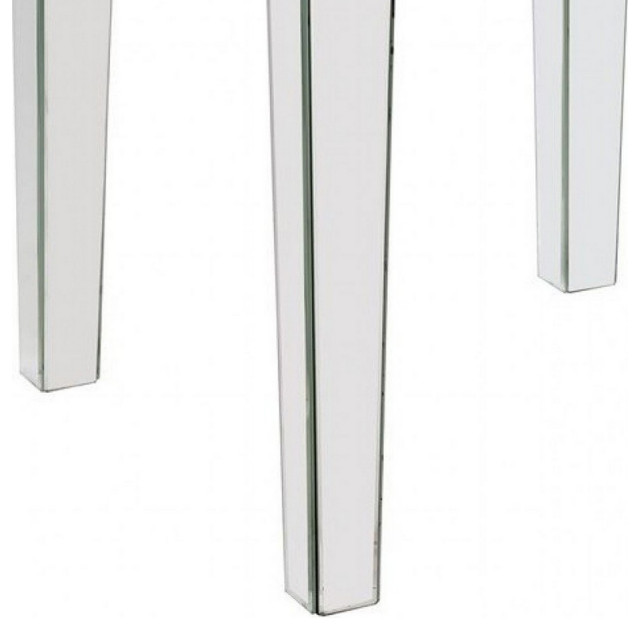 Benzara BM250673 End Table With Mirror Panel Framing and Faux Diamonds ...