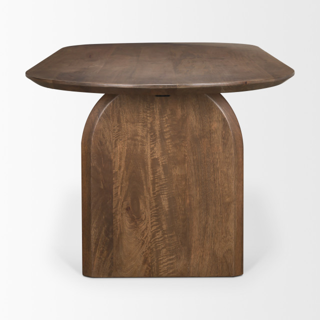 Isla Oval Dining Table WithDark Brown Wood Top and Arched Legs - Transitional - Dining Tables ...