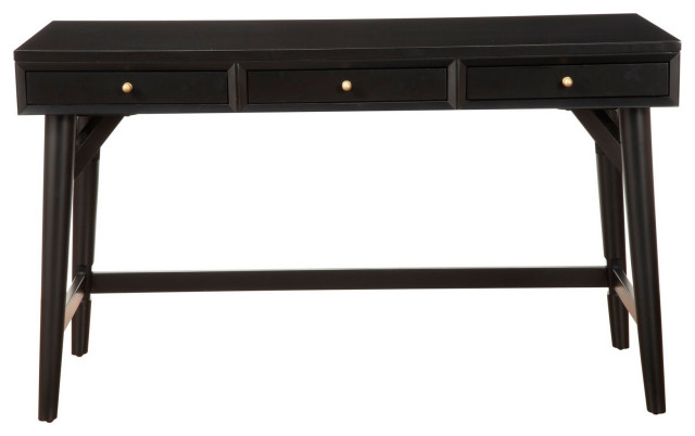 Benzara BM261884 Writing Desk With 3 Drawers and Angled Legs, Black ...