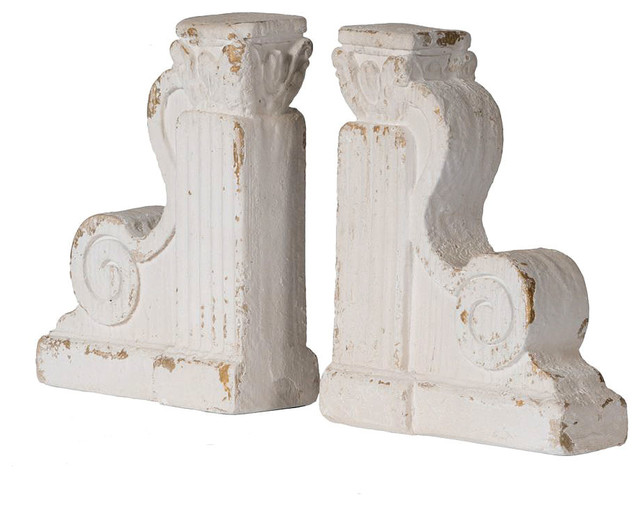 Distressed White Bookend 16x3x10" 2-Piece Set - French Country ...