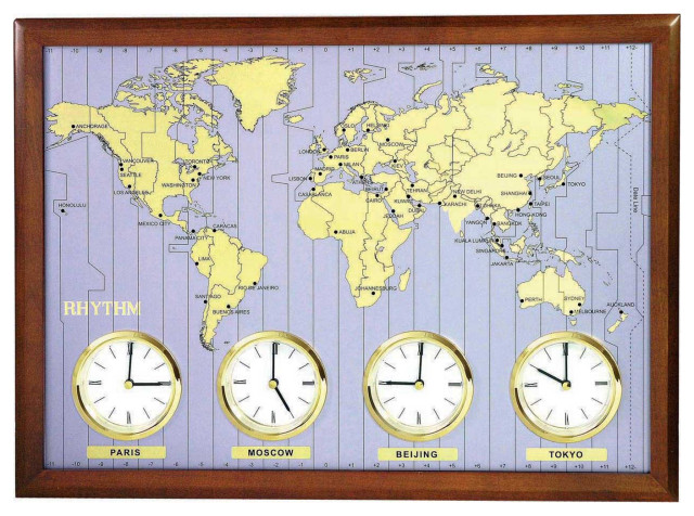 Rhythm's Around the World Wall Clock Clocks - Transitional - Wall ...