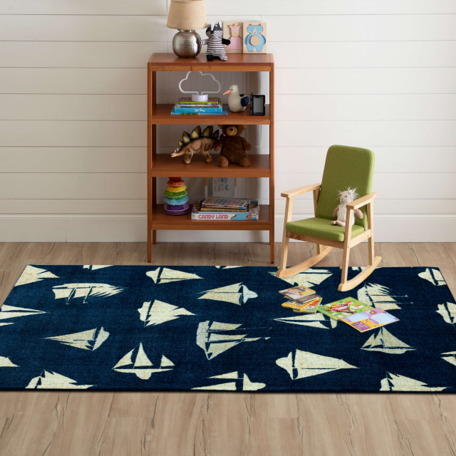 Mohawk Home Blue Boats Navy 5' x 8' Area Rug, 5' x 8' - Beach Style ...
