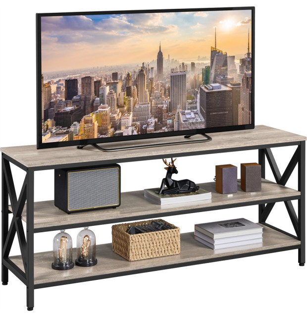 Gray Living Room Furniture Set: Lift-Top Coffee Table and TV Console ...