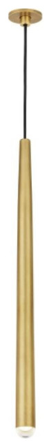 Pylon Ceiling Pendant, 1-Light, LED, Natural Brass, 18.6"H - Modern ...