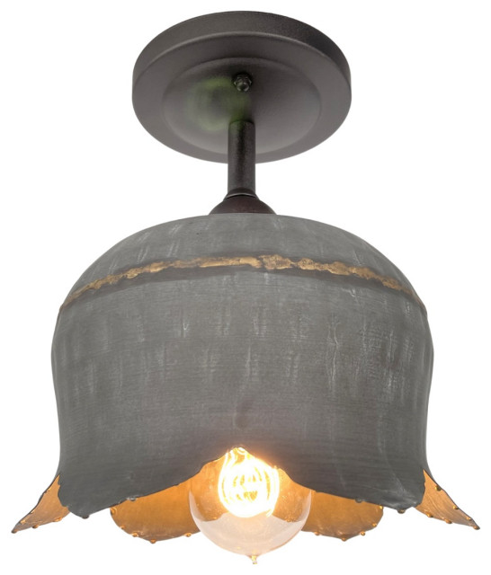 Farmhouse Galvanized Lotus Ceiling Light - Industrial - Flush-mount ...