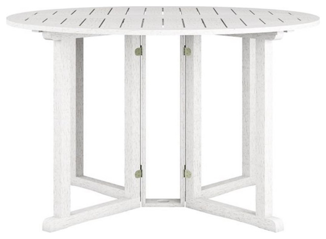 Afuera Living White Washed Wood Outdoor Drop Leaf Dining Table - Beach ...