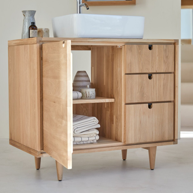Contemporary Oak Single Vanity Unit | Tikamoon Jonak - Midcentury ...