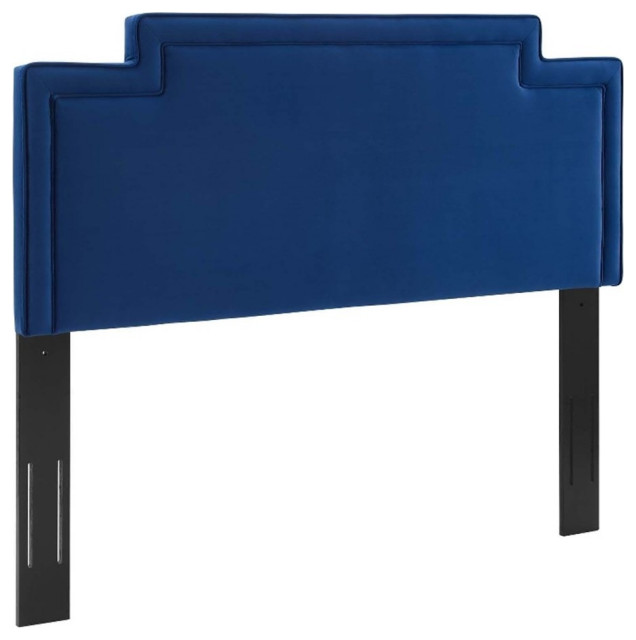 Modway Transfix Modern Performance Velvet Twin Headboard in Navy, Twin ...