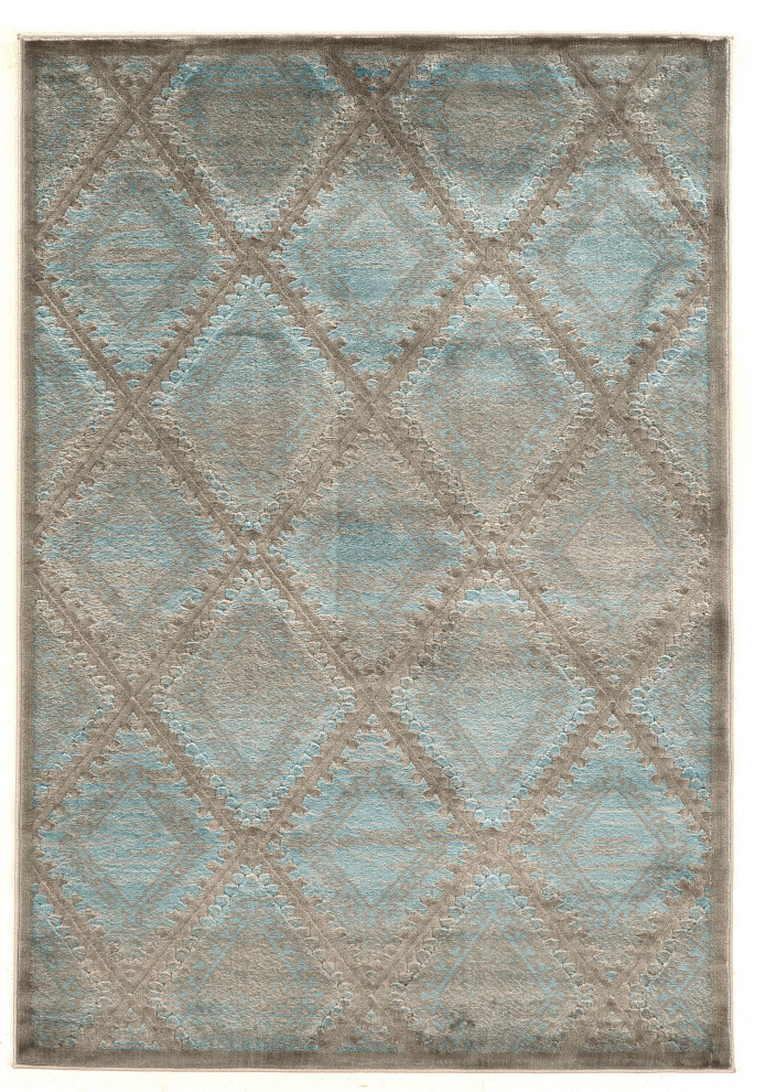 11 X 8 Feet Power Loomed Polyester Rug with Geometric Design, Blue and ...