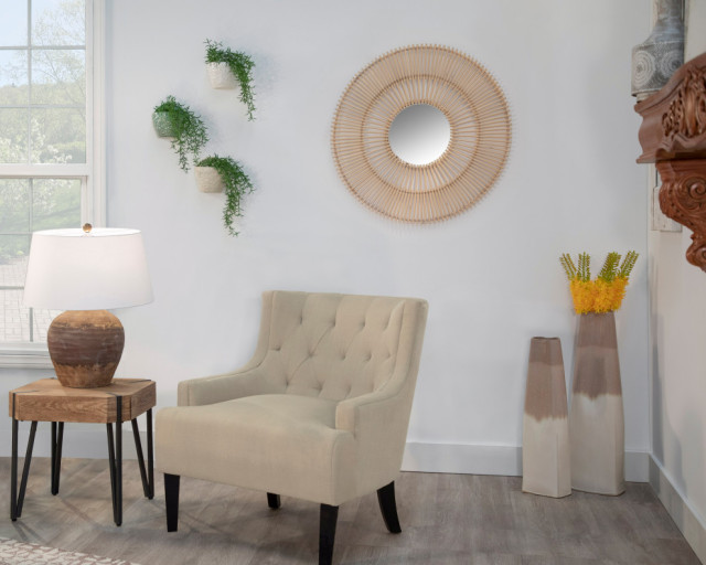 31" Rattan Mirror Wall Decor, Natural - Tropical - Wall Mirrors - by ...