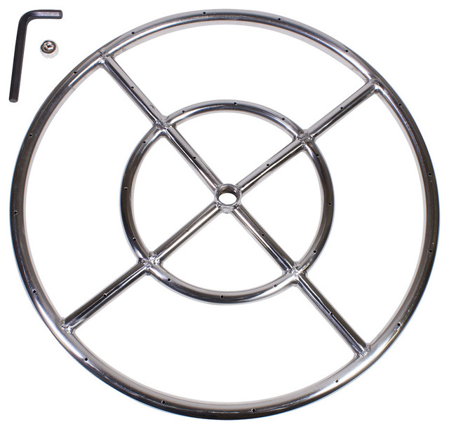 18" Round Fire Pit Burner Ring, Stainless Steel, Double Ring ...