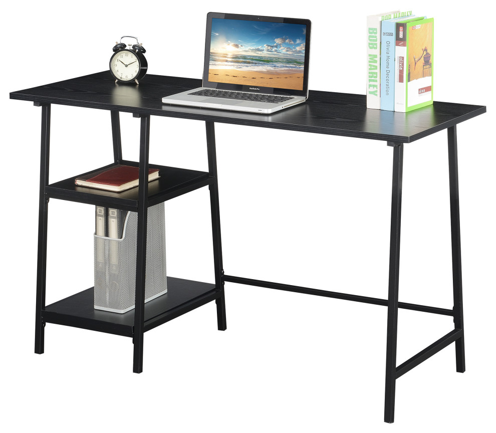 Convenience Concepts Designs2Go Trestle Black Wood Metal Desk S25-134 ...
