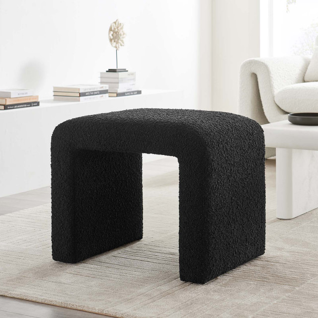 Simba Boucle Fabric Waterfall Stool - Black - Transitional - Accent And ...