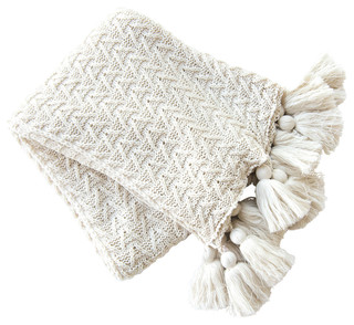 Knitted Tassel Throw - Scandinavian - Throws - by Best Home Fashion | Houzz