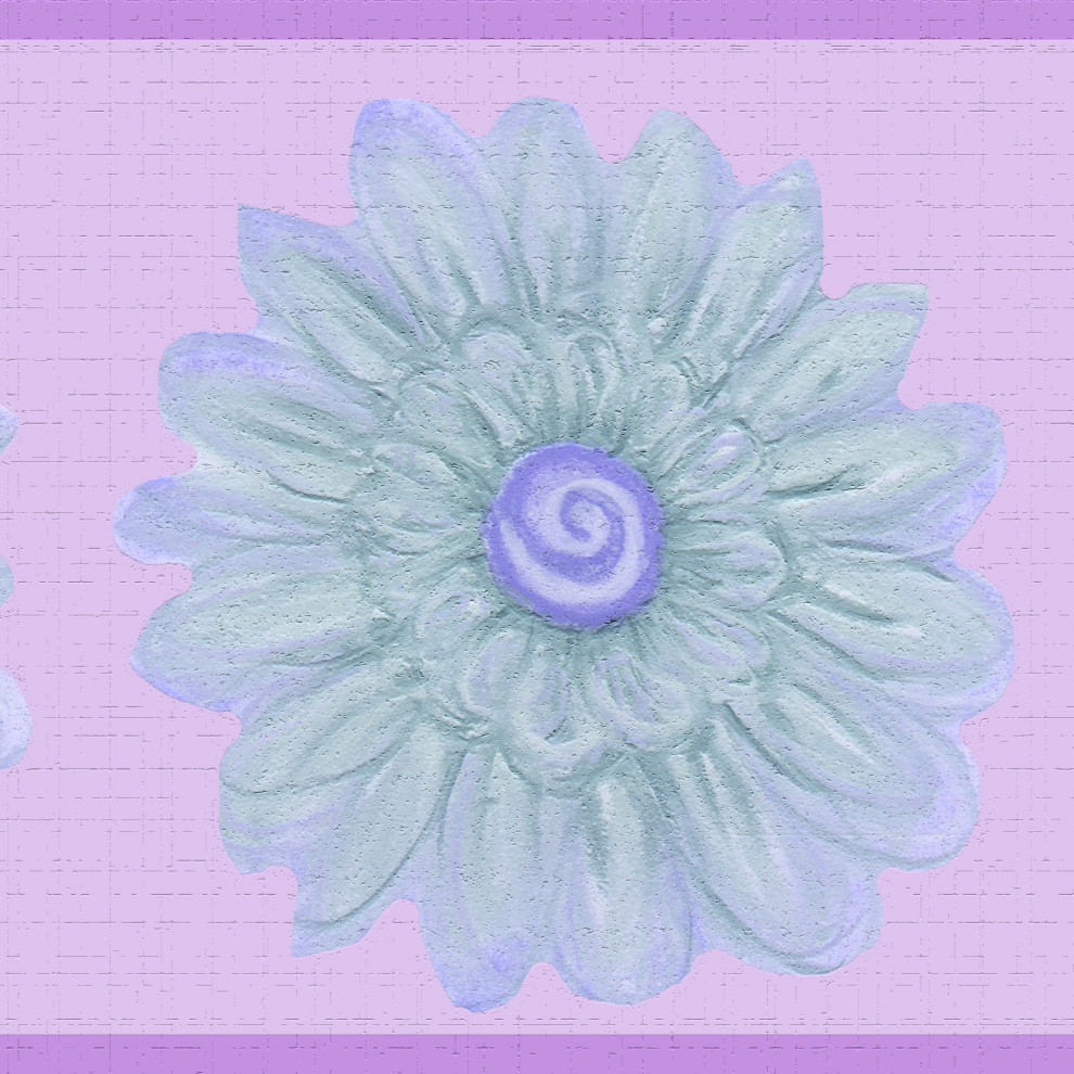 Flowers Peel and Stick Wallpaper Border 15'x7", Roll 15 ft. x 7 in ...