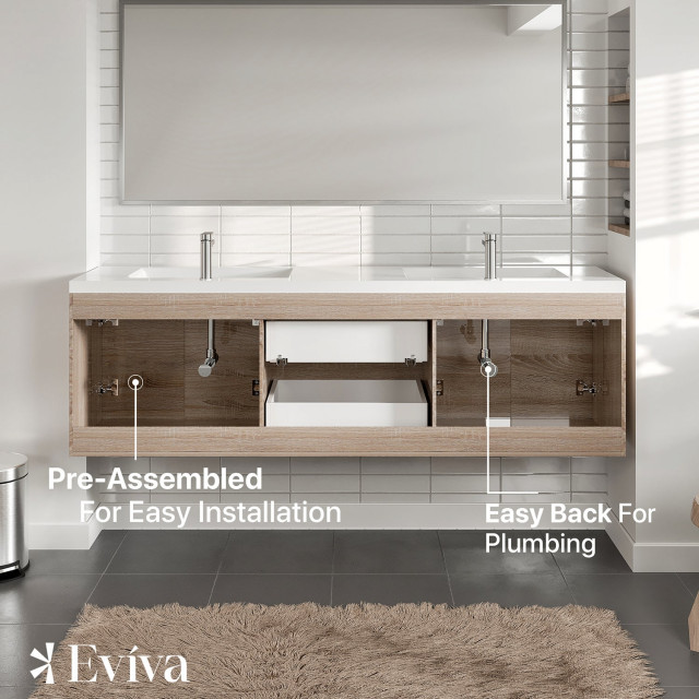 Eviva Axis 72" White Oak Double Sink Bathroom Vanity - Contemporary ...