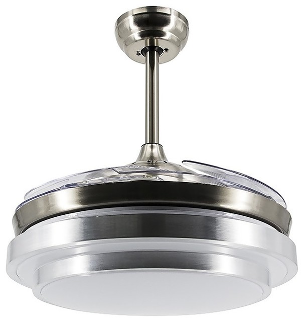 Round Shaped LED Ceiling Fan With Foldable Blades - Transitional ...