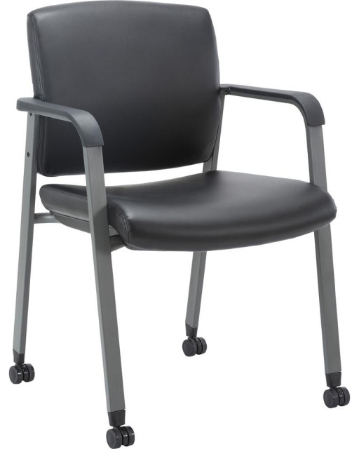 Lorell Healthcare Guest Chair with Casters - Vinyl Seat - Vinyl Back ...