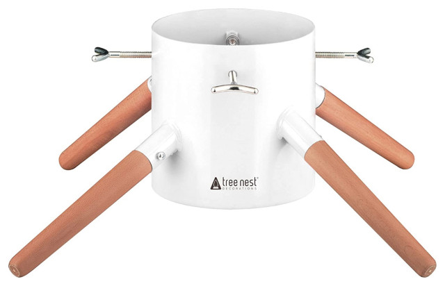 Tree Nest Christmas Tree Stand Base for up to 8ft Real Trees, White ...
